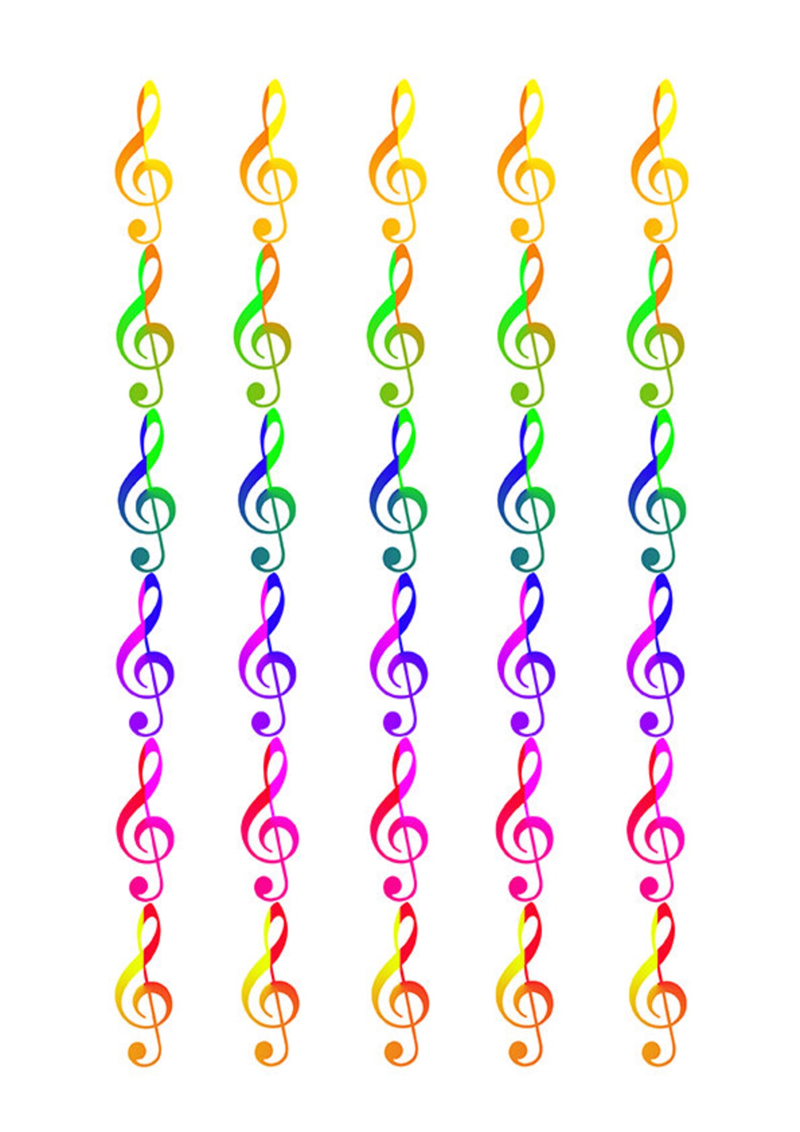 Treble Clef Colour A4 Print. Musical Clef A4/A3 Print - Etsy