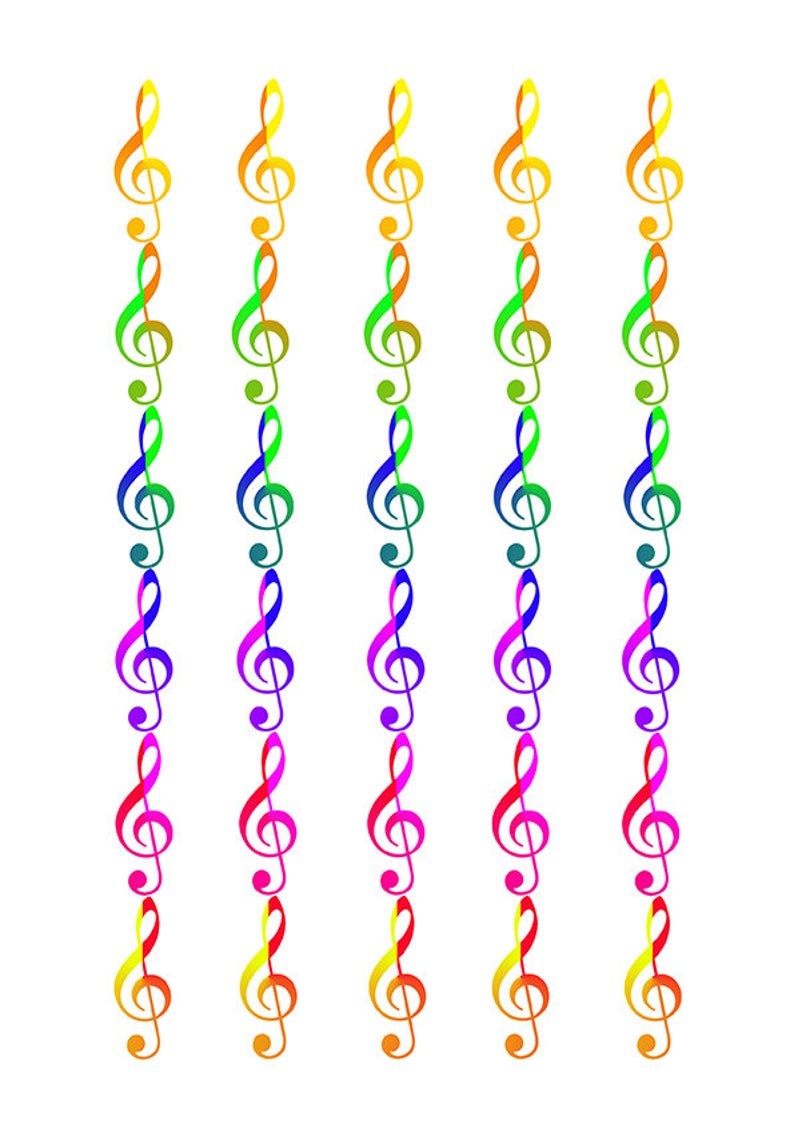Treble Clef Colour A4 Print. Musical Clef A4/A3 Print - Etsy