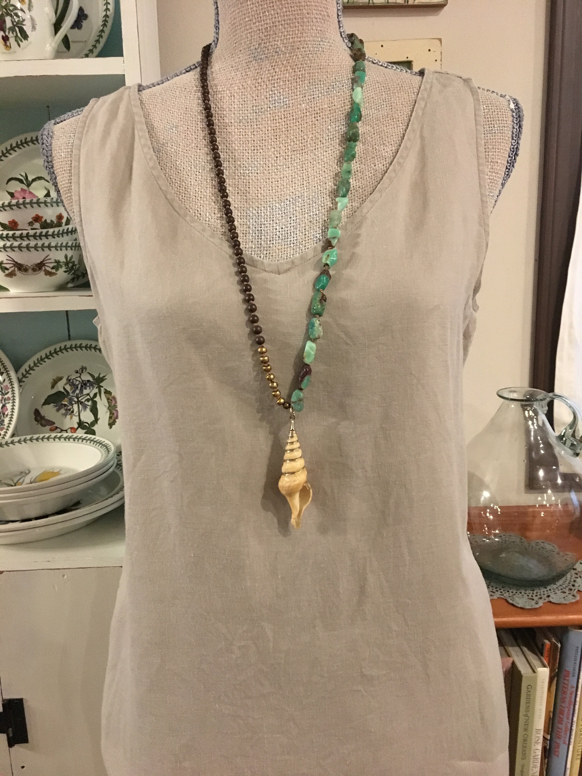 Tulip Shell With Electrformed Detail With Hand Knotted - Etsy