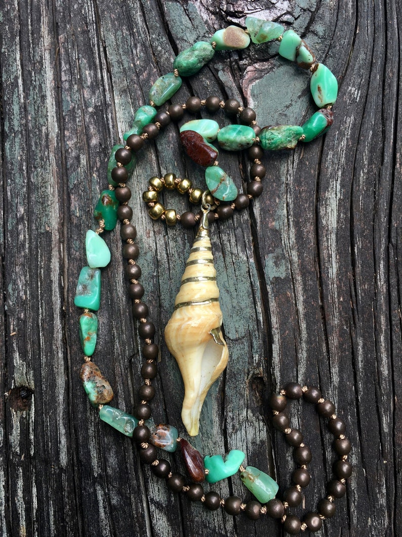 Tulip Shell With Electrformed Detail With Hand Knotted - Etsy