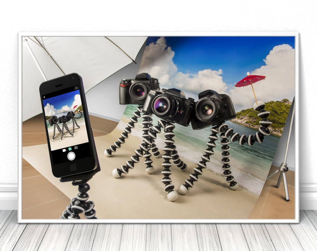 Cameras and iPhone Print, Creative Comic Modern Wall Art Print, Dorm ...