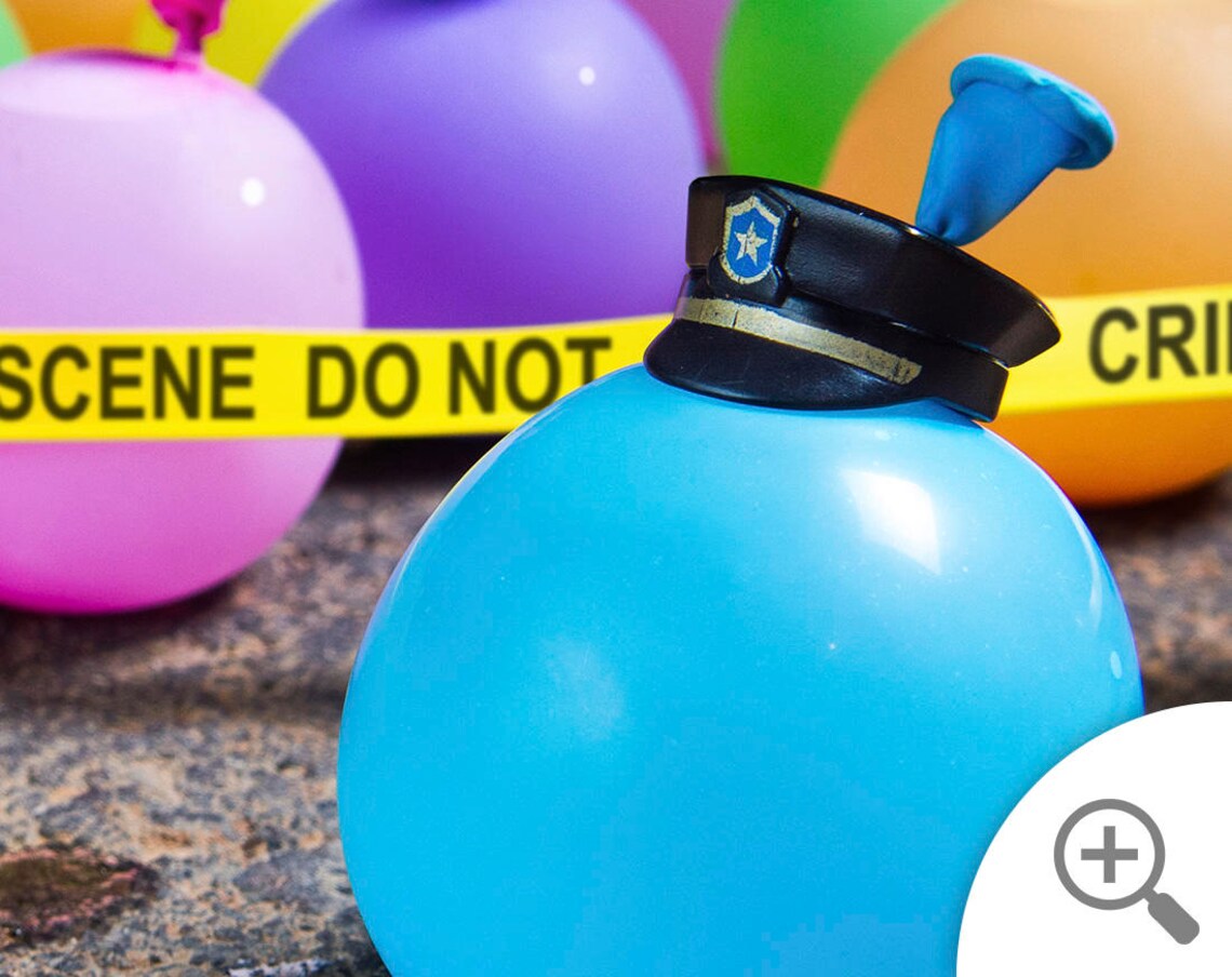 Balloon Crime Scene, Creative Comic Modern Fine Art Print, Unique ...