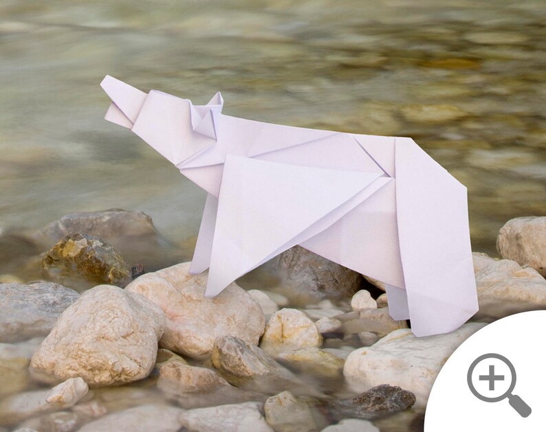 Origami Bear Artwork, Living Room Print, Paper Art Home Decor, Wild ...