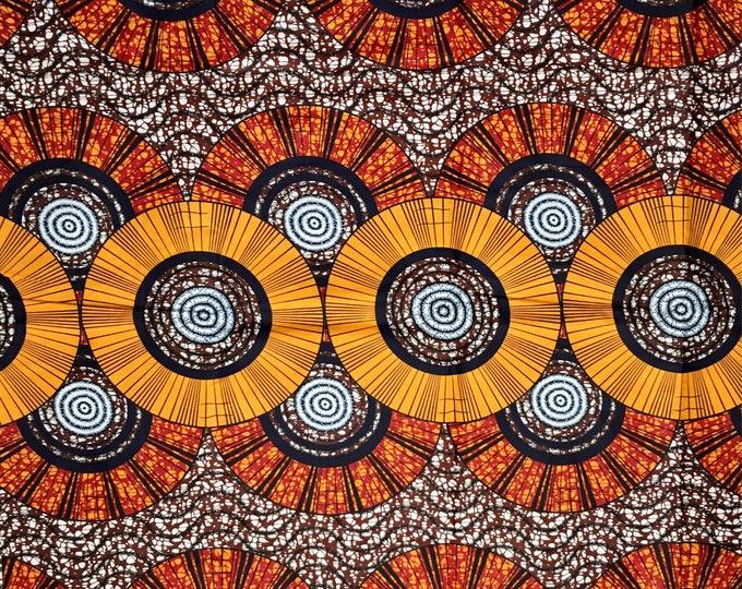 African Print Fabric/ Ankara Orange Brown Red Navy - Etsy