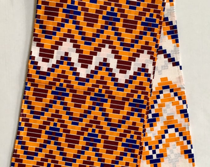 African Print Fabric/ Ankara Orange Dark Red Blue - Etsy