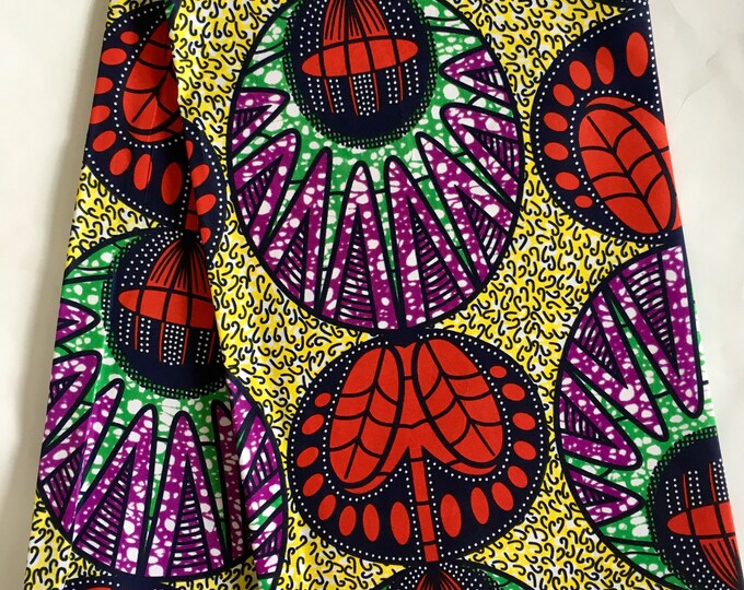 African Print Fabric/ankara Red Purple Green Yellow - Etsy