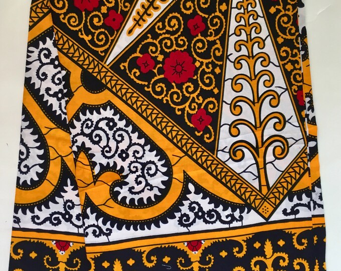 African Print Fabric/ Ankara Navy Marigold Red 'the - Etsy