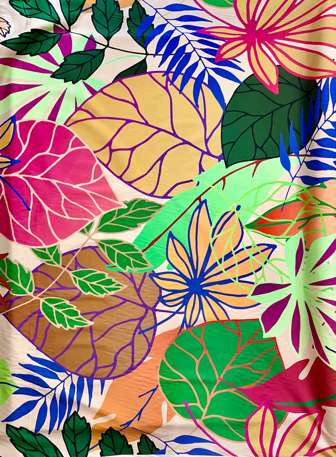 African Print, Stretch Cotton Satin Fabric Beige, Green, Brown, Pink ...