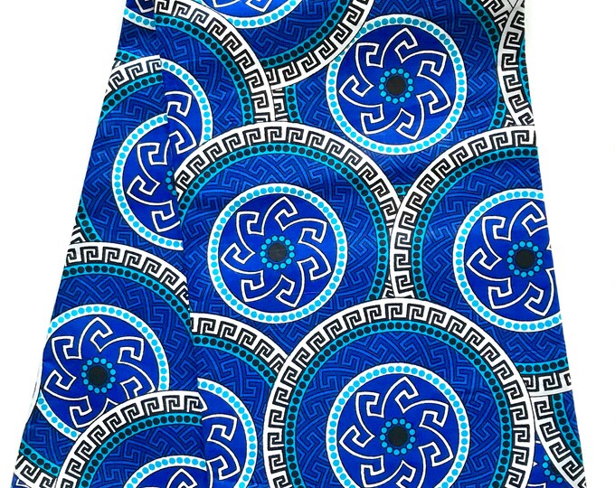 African Print Fabric/ Ankara Blue, Black, White 'domicile Luxor' Design ...