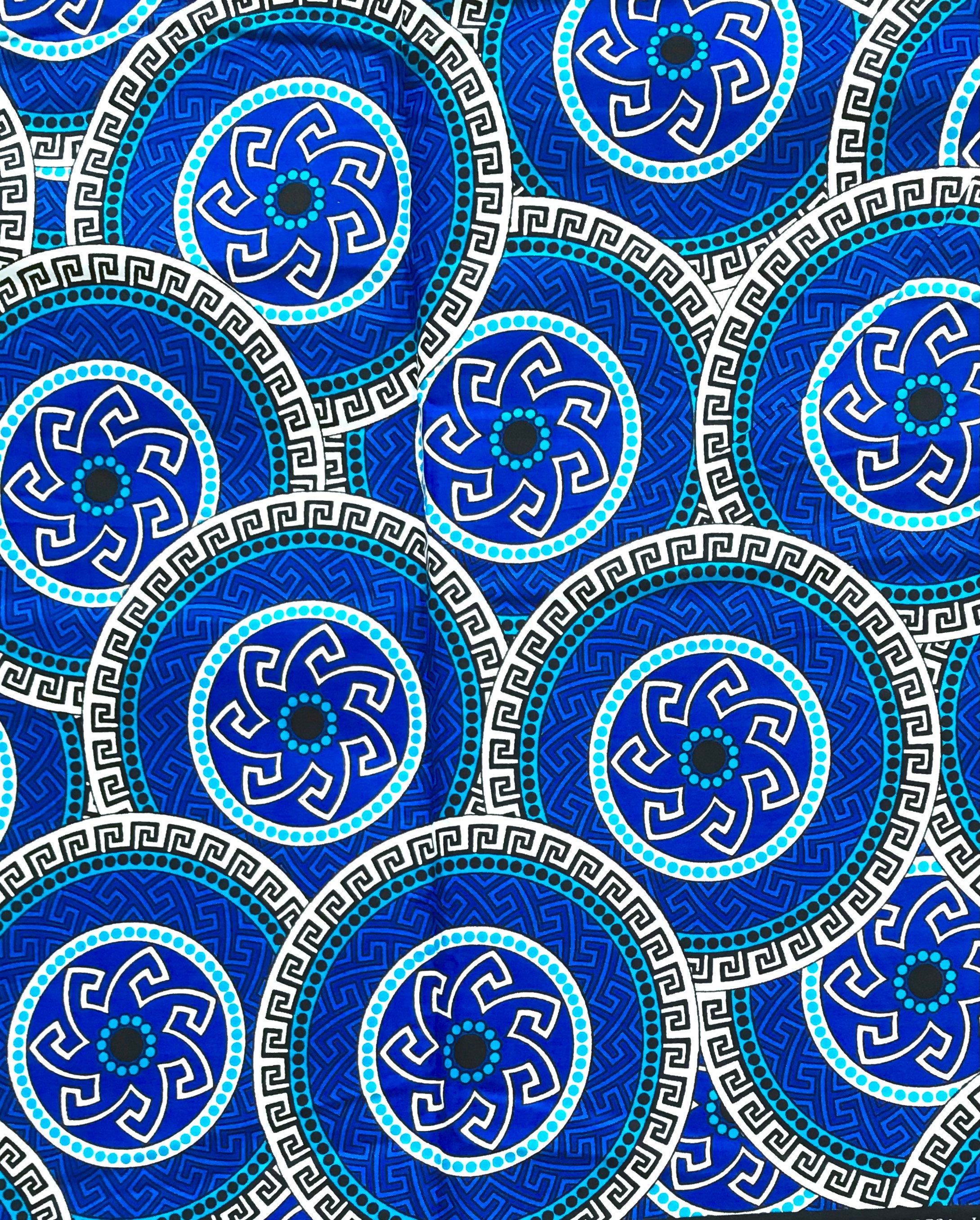 African Print Fabric/ Ankara Blue Black White | Etsy