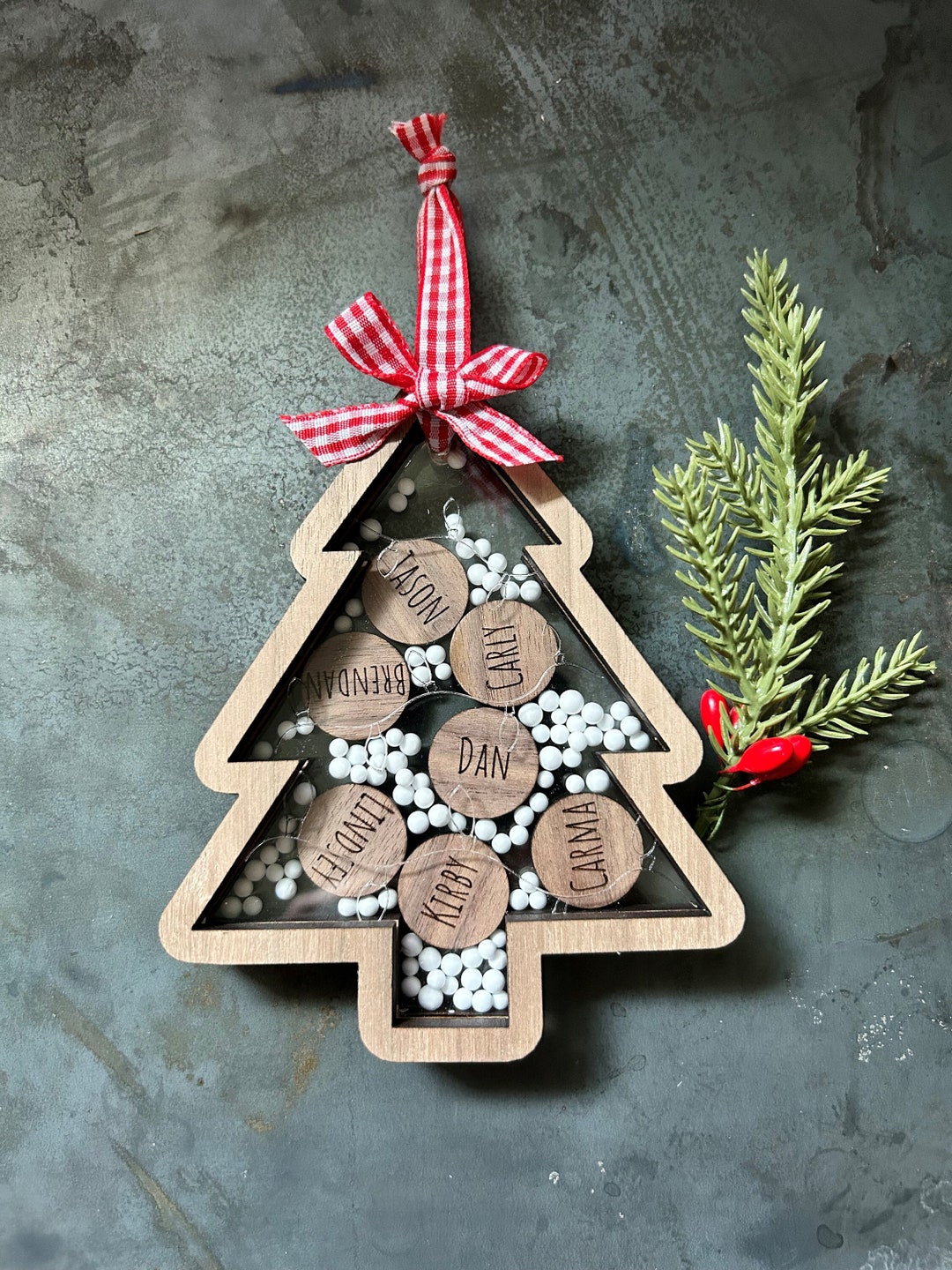 Custom Christmas Tree Shaker Ornament: Personalized Family Names - Etsy ...