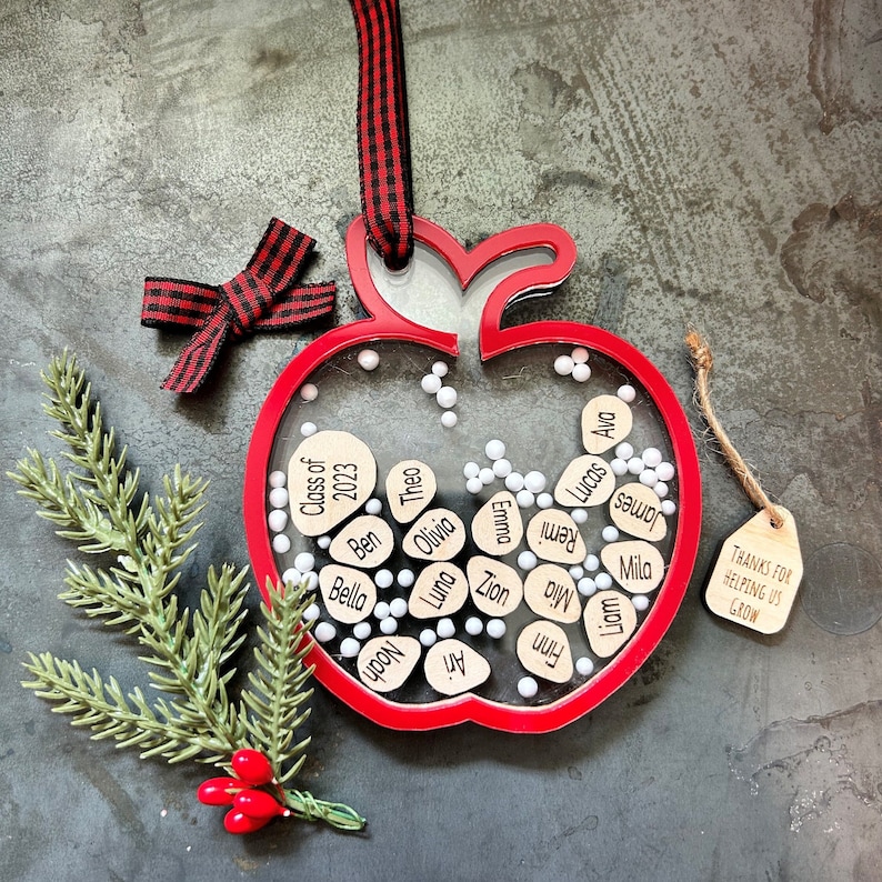 Apple Shaker Ornament Laser Cut File - Teacher Gift SVG (digital Files ...