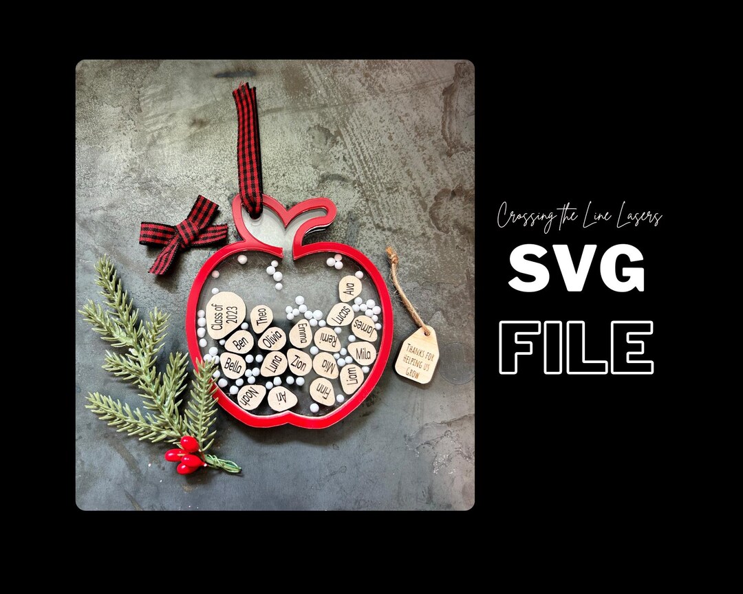Apple Shaker Ornament Laser Cut File - Teacher Gift SVG (digital Files ...