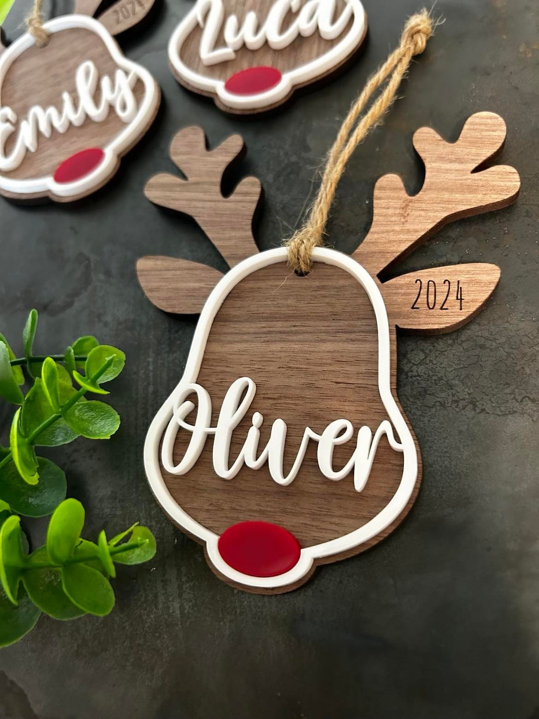 Reindeer Name Ornament, Stocking Tags, Personalized Christmas Ornament ...
