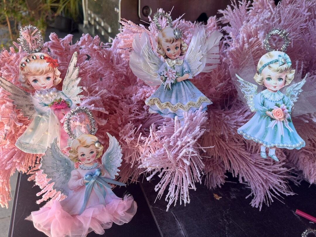 Pastel Blue Paper Angels Tree Ornaments Retro Holiday Tree Decor - Etsy