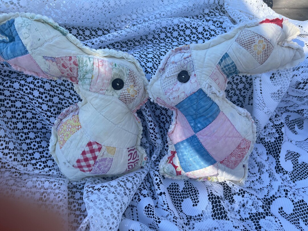 Rustic VTG Quilted Bunnies, Country Bunnies for Spring - Etsy