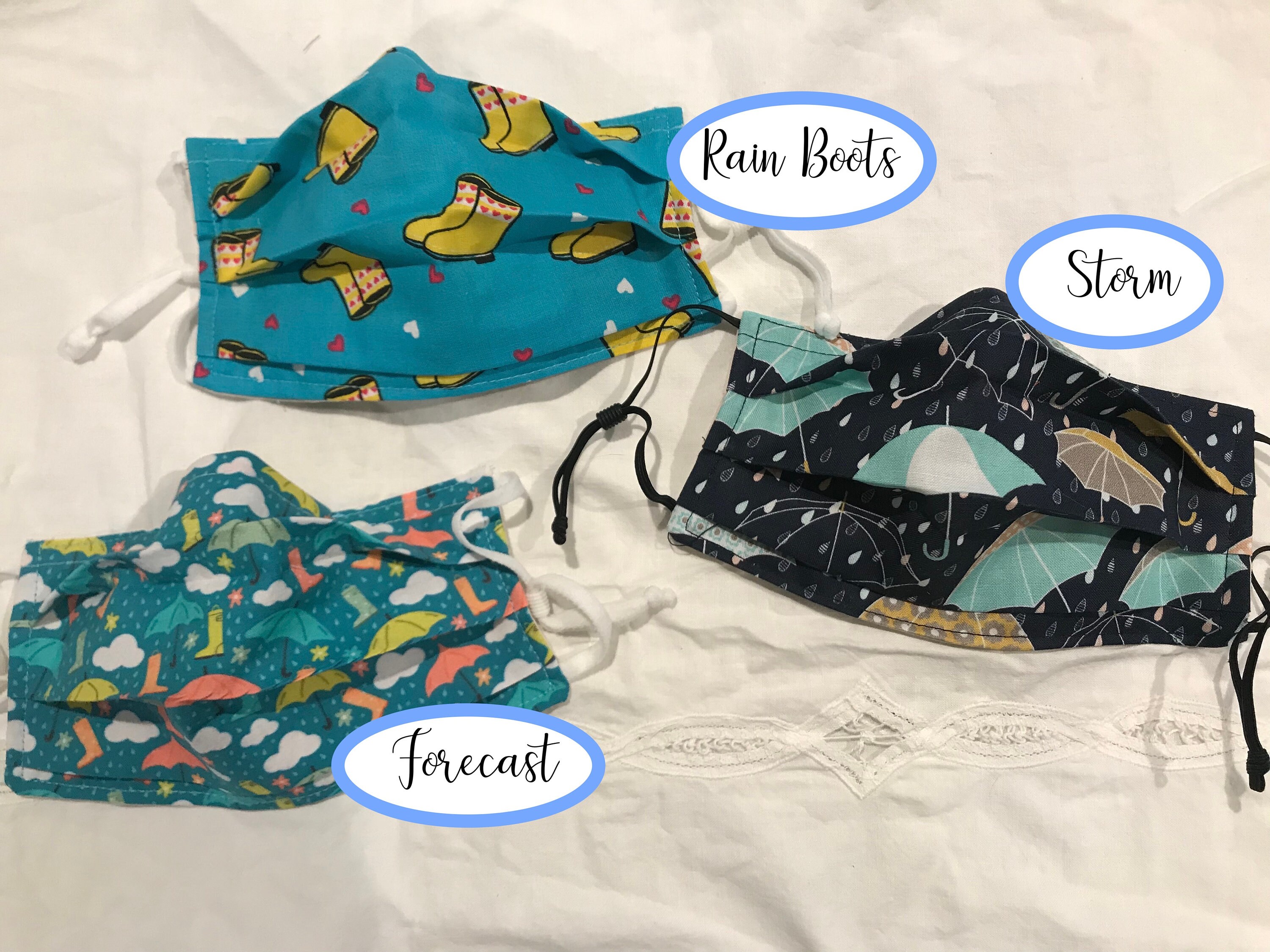 Raindrops & Rainbows /100% Cotton Masks Adjustable | Etsy