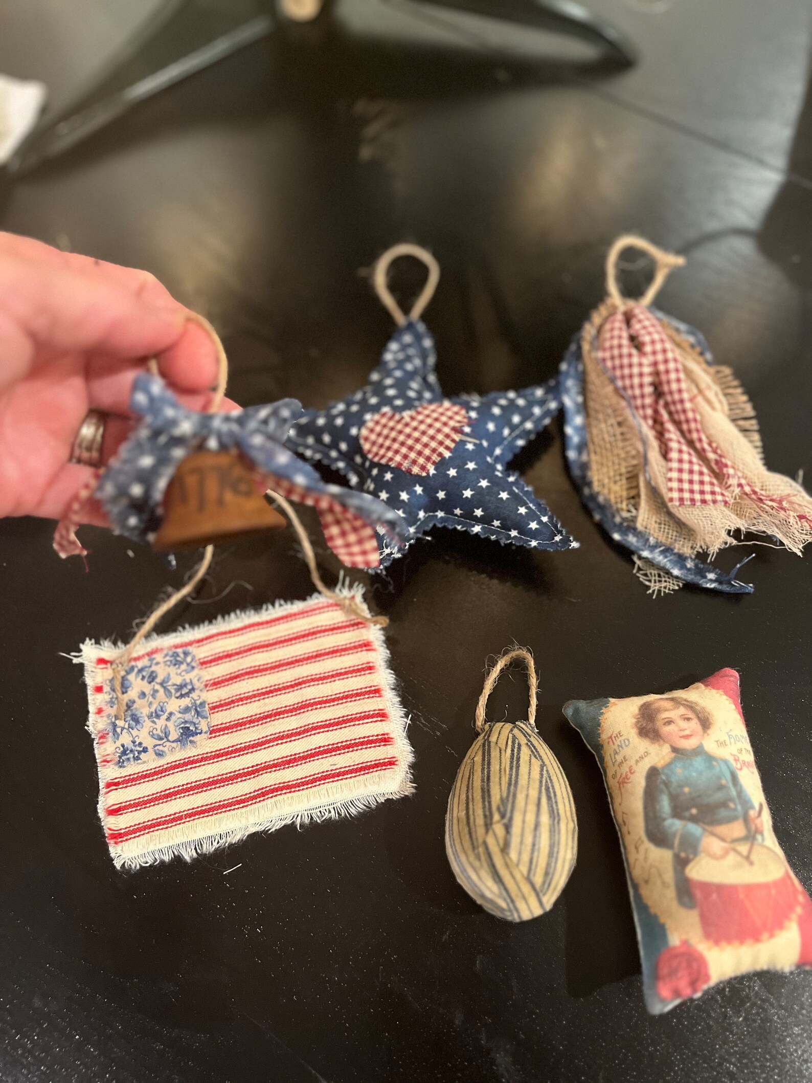 Primitive 4th of July Ornaments: Handmade Patriotic Bowl Fillers, Set ...