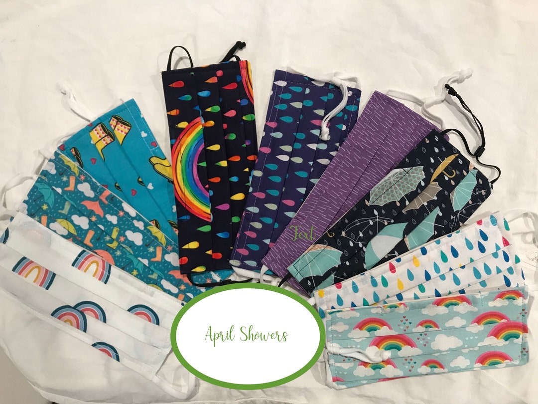 Raindrops & Rainbows /100% Cotton Masks| Adjustable Elastic|filter ...