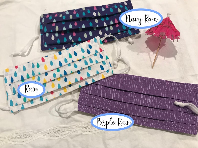Raindrops & Rainbows /100% Cotton Masks Adjustable - Etsy