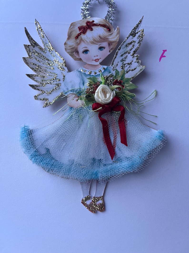 Pastel Blue Paper Angels Tree Ornaments Retro Holiday Tree Decor - Etsy