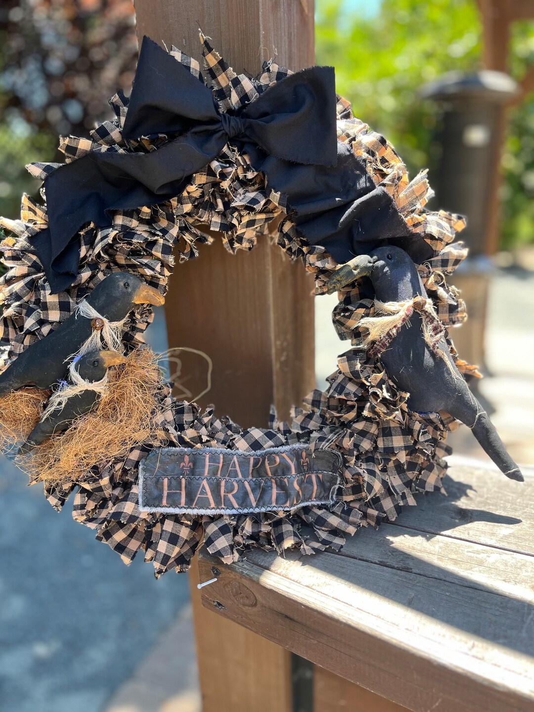 Black Crows Nest Wreath, Primitive Fall Wreath, Free Shipping Happy ...