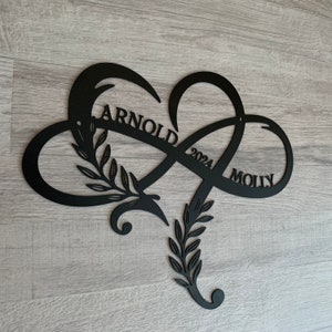 Personalized Infinity Sign Heart With Laurel Laser Cut Leaves Custom ...