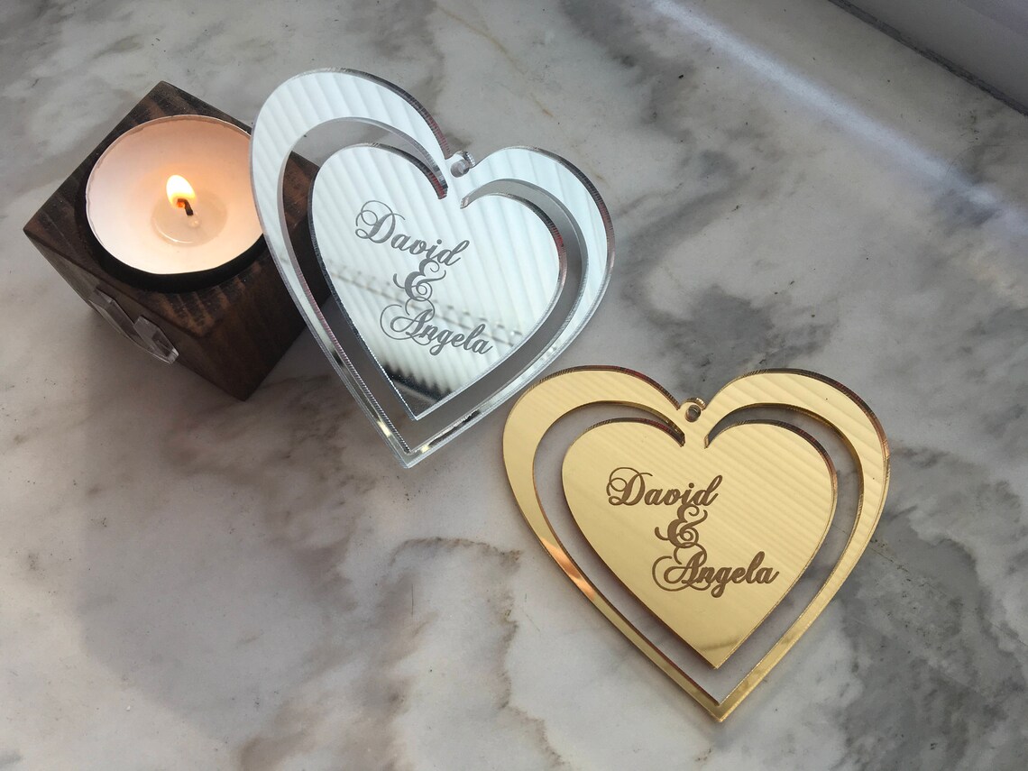 Personalized Engraved Heart Shapes Sweet Gift for Couple | Etsy