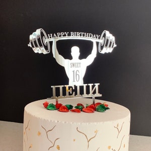 Personalized Bodybuilder Name & Age Cake Topper Strong Man Custom ...
