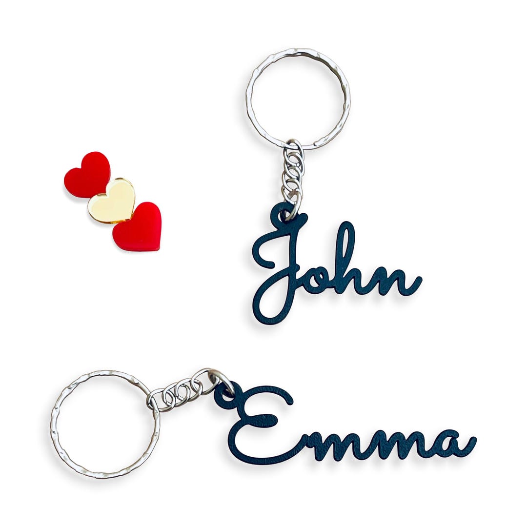 Personalized Metal Name Keychain, Custom Laser Cut Keyring - Bag Charm ...