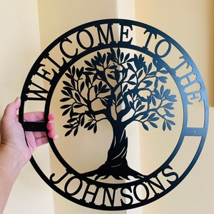 Custom Family Name Tree of Life Sign - Personalized Welcome Signage ...