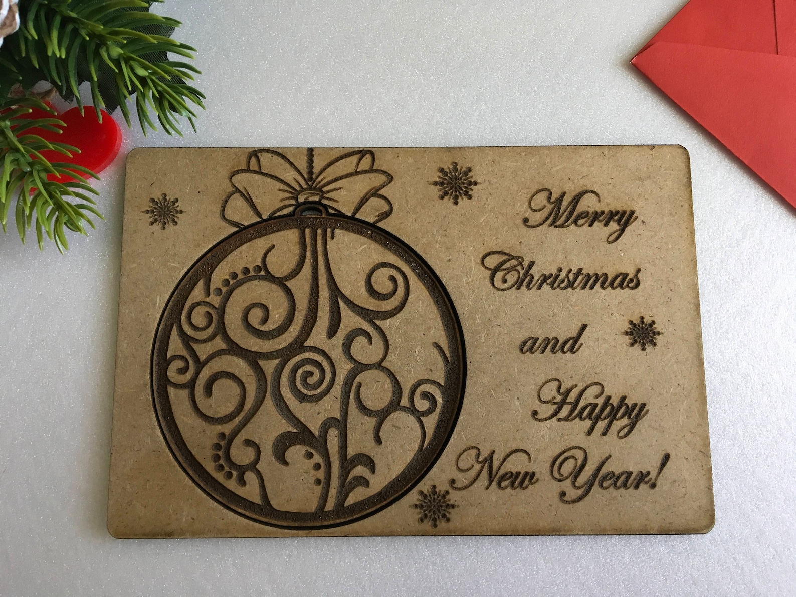 Merry Christmas Cards Engraved Xmas Ornaments Personalized - Etsy