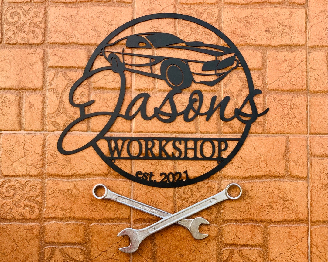 Custom Garage Est Sign Personalized Workshop Name Sign Gift for Dad ...