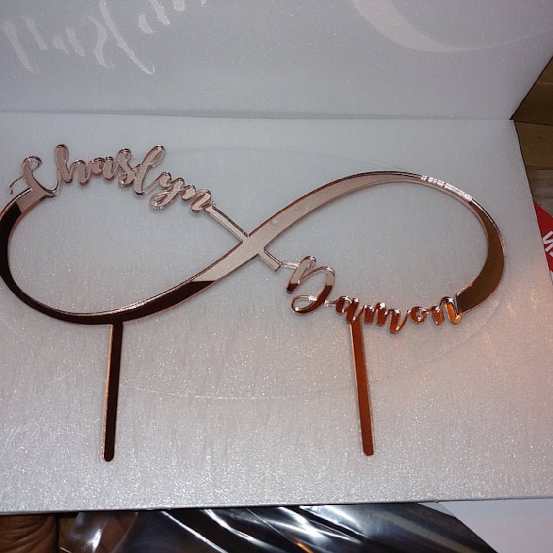 Personalized Infinity Symbol Love Wedding Cake Topper Two | Etsy
