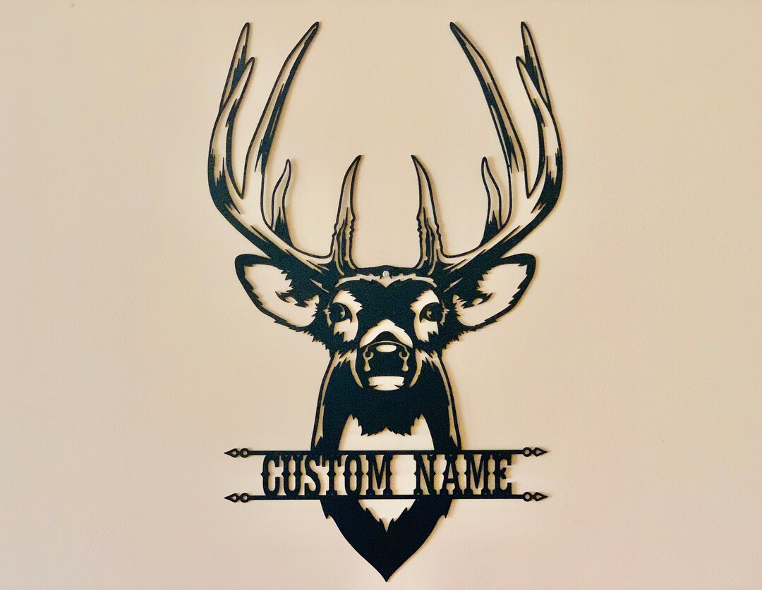 Personalized Deer Head Name Sign Custom Hunting Sign Deer Antlers ...