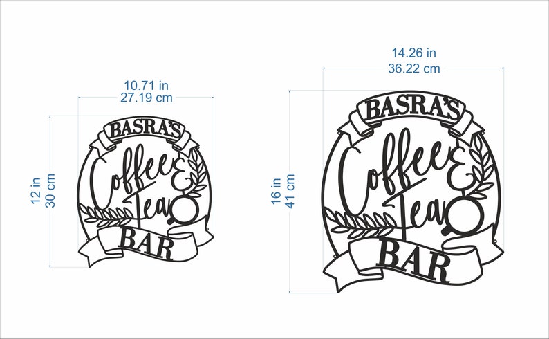 Personalized Metal Sign Coffee & Tea Bar Custom Laser Cut Name - Etsy