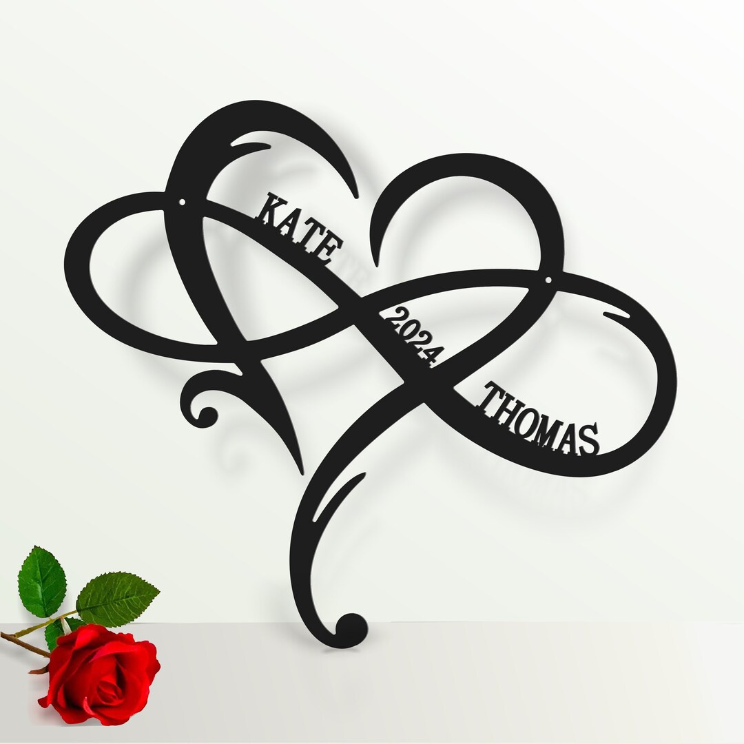 Personalized Infinity Heart Metal Sign Custom Names Love Sign Metal ...
