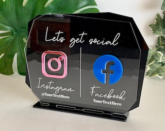 Social Media Hashtag Acrylic Sign Follow Us Acrylic Signs Business ...