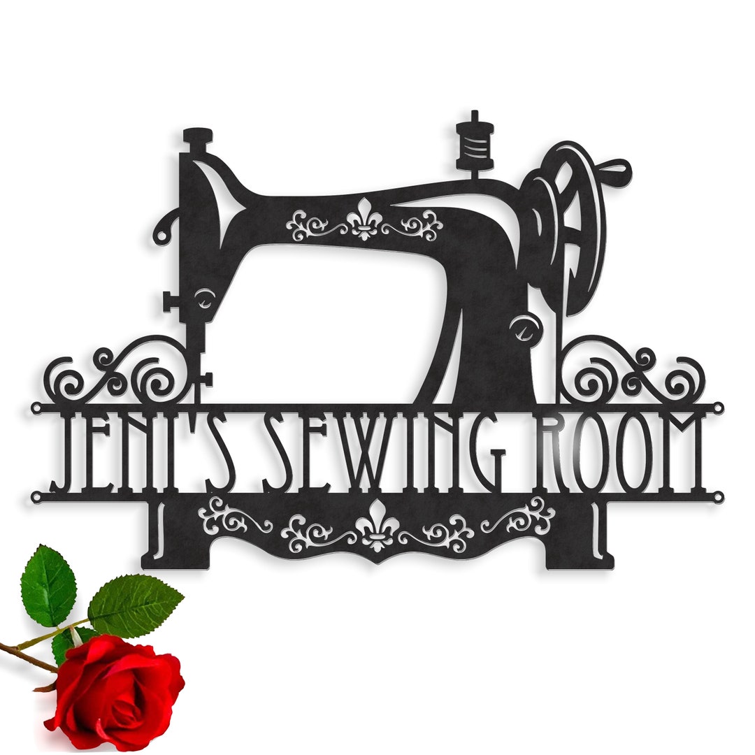 Personalized Sewing Machine Sign Custom Sewing Room Sign Vintage ...