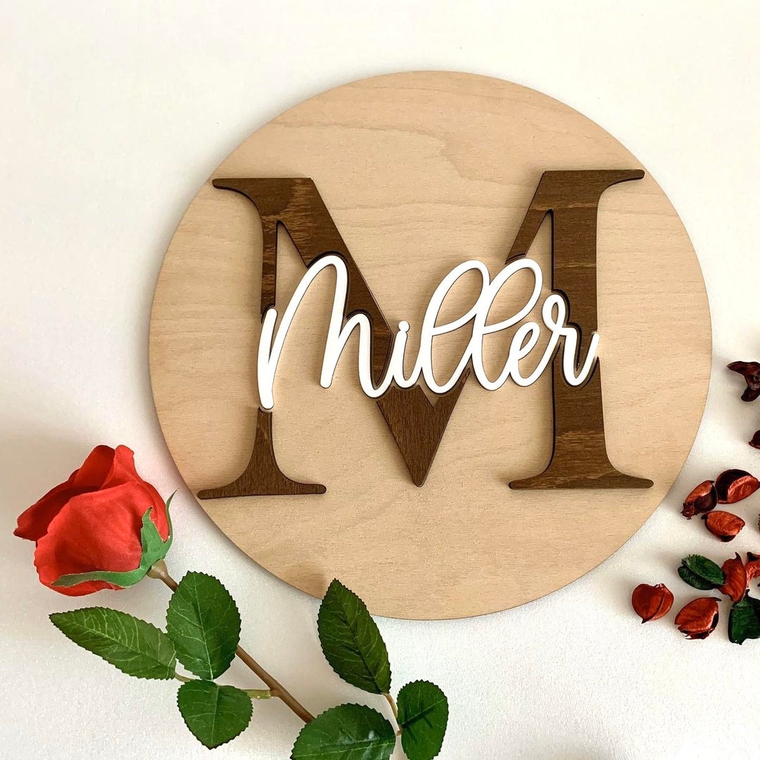 Personalized Wood Name Sign Custom Monogram Sign Split Letter Wall ...