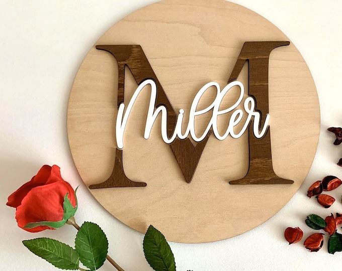 Sign - BLACK - Personalized - Split Letter Monogram Wall Decor - Custom ...