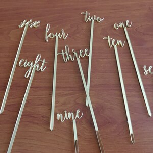 Custom Wedding Table Numbers on Stick - Table Number Holders - Script ...