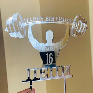 Personalized Bodybuilder Name & Age Cake Topper Strong Man Custom ...