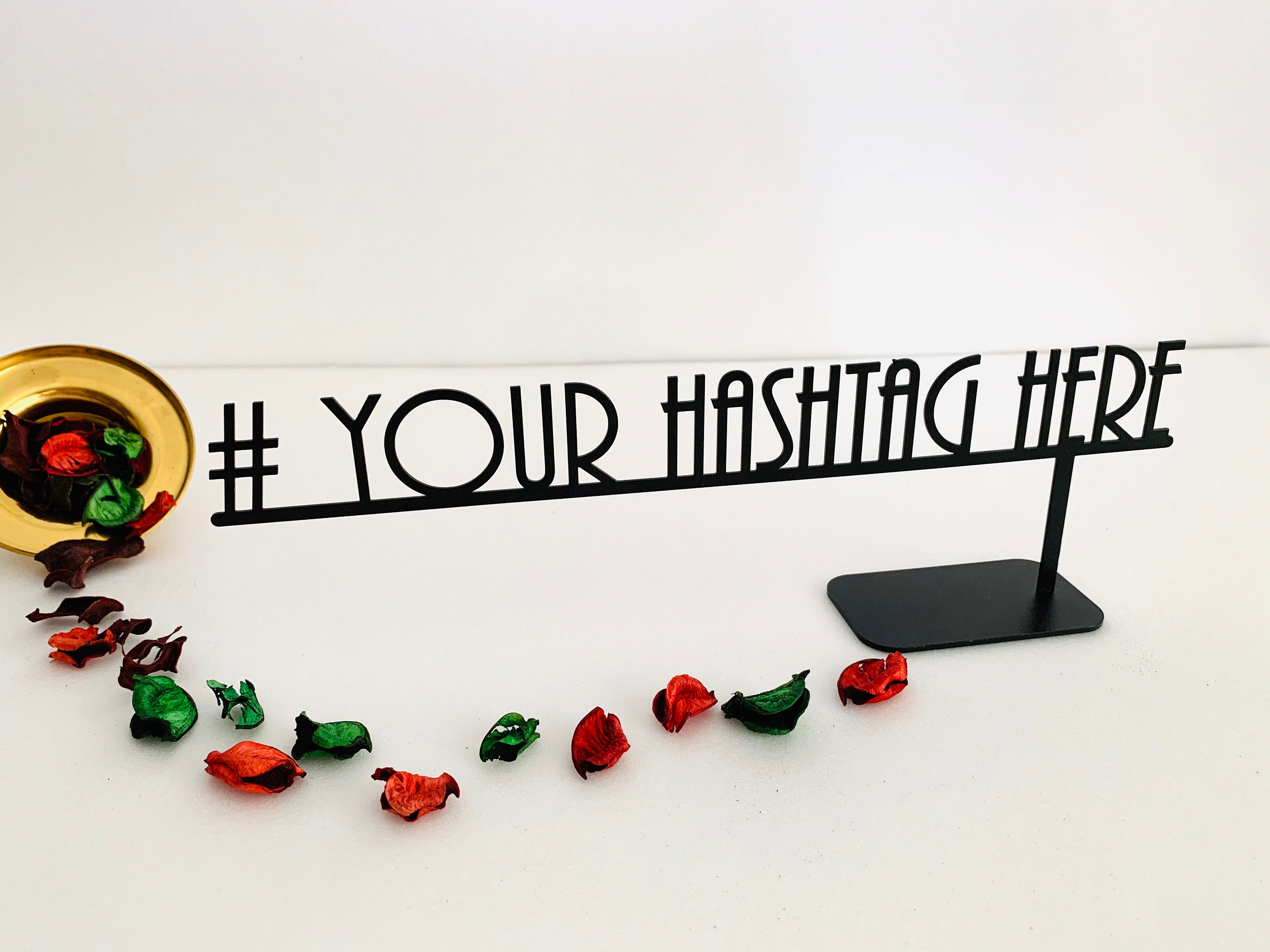 Personalized Hashtag Laser Cut Name Sign Stand Tabletop Signage ...