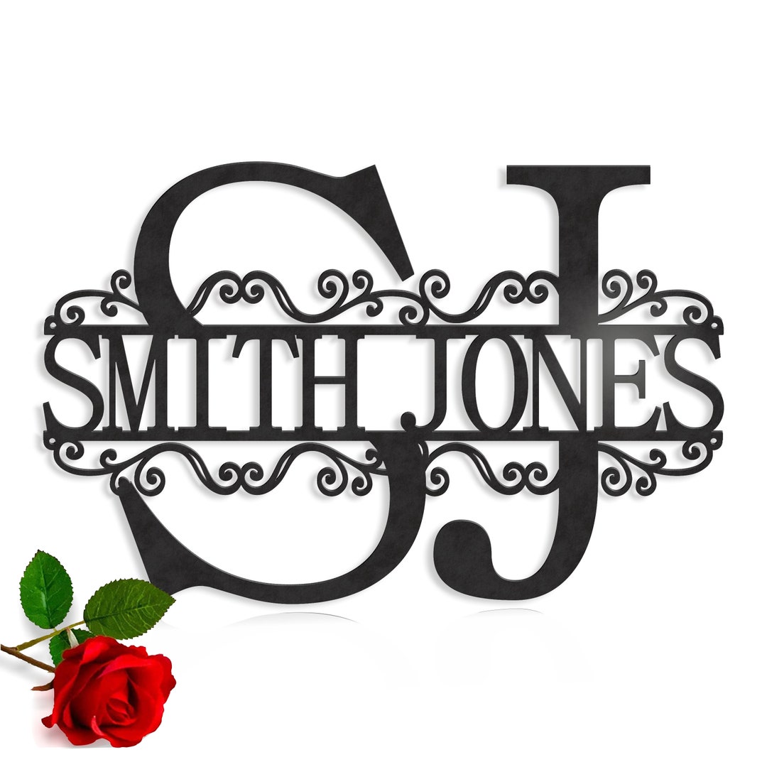 Personalized Split Monogram Name Sign Custom 2 Names Split Letters ...