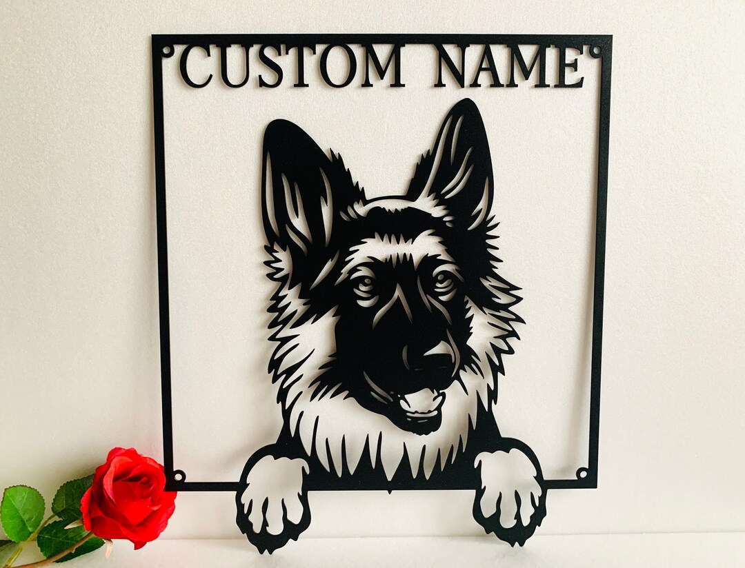 Personalized Dog Sign Custom Dog Name Dog Silhouette Metal Wall Art Dog ...
