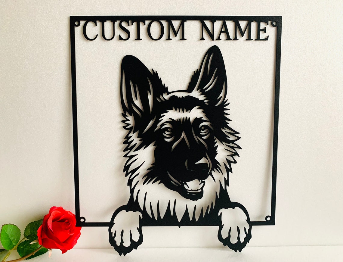 Personalized Dog Sign Custom Dog Name Dog Silhouette Metal - Etsy