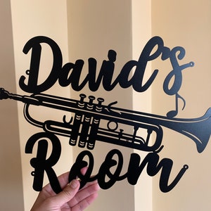 Personalized Trumpet Name Sign - Metal Wall Art - Custom Music Room ...