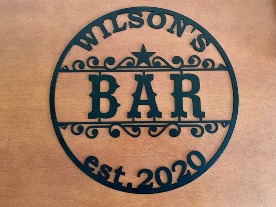 Metal Bar Sign Personalized Laser Cut Name Sign Custom Bar | Etsy