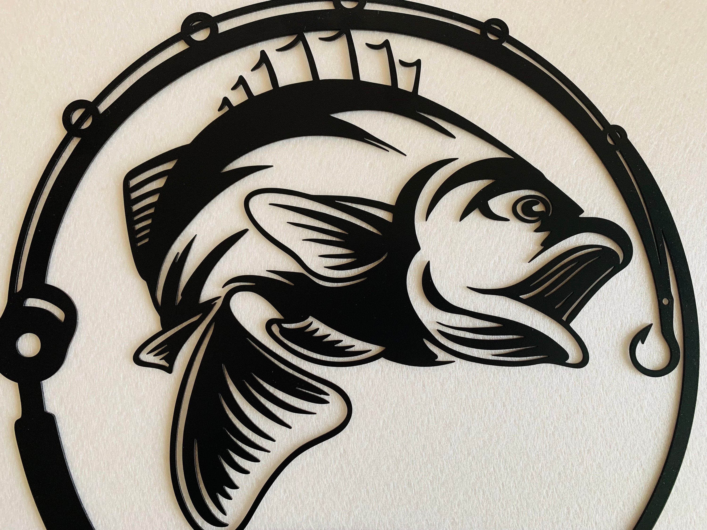 Personalized Fish Metal Name Sign & Fishing Rod, Metal Wall Art Man ...